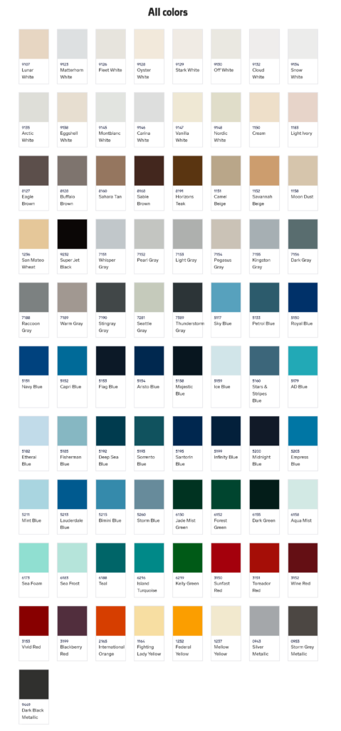 Alexseal colour palette – yacht coatings for marine services - Millennium Marine